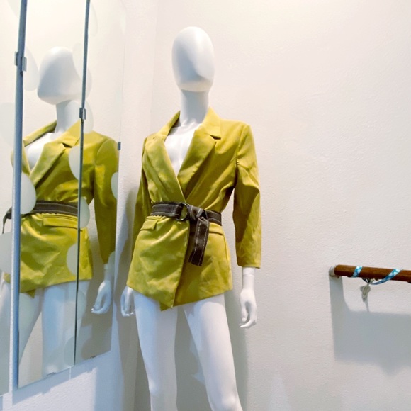 New York & Company | Jackets & Coats | Chartreuse Blazer With Ruched ...